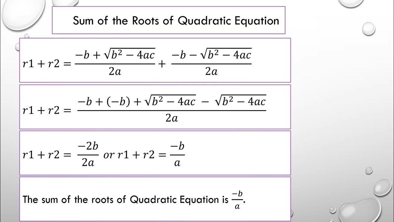 sum of roots of quadratic equation. jhs math - YouTube