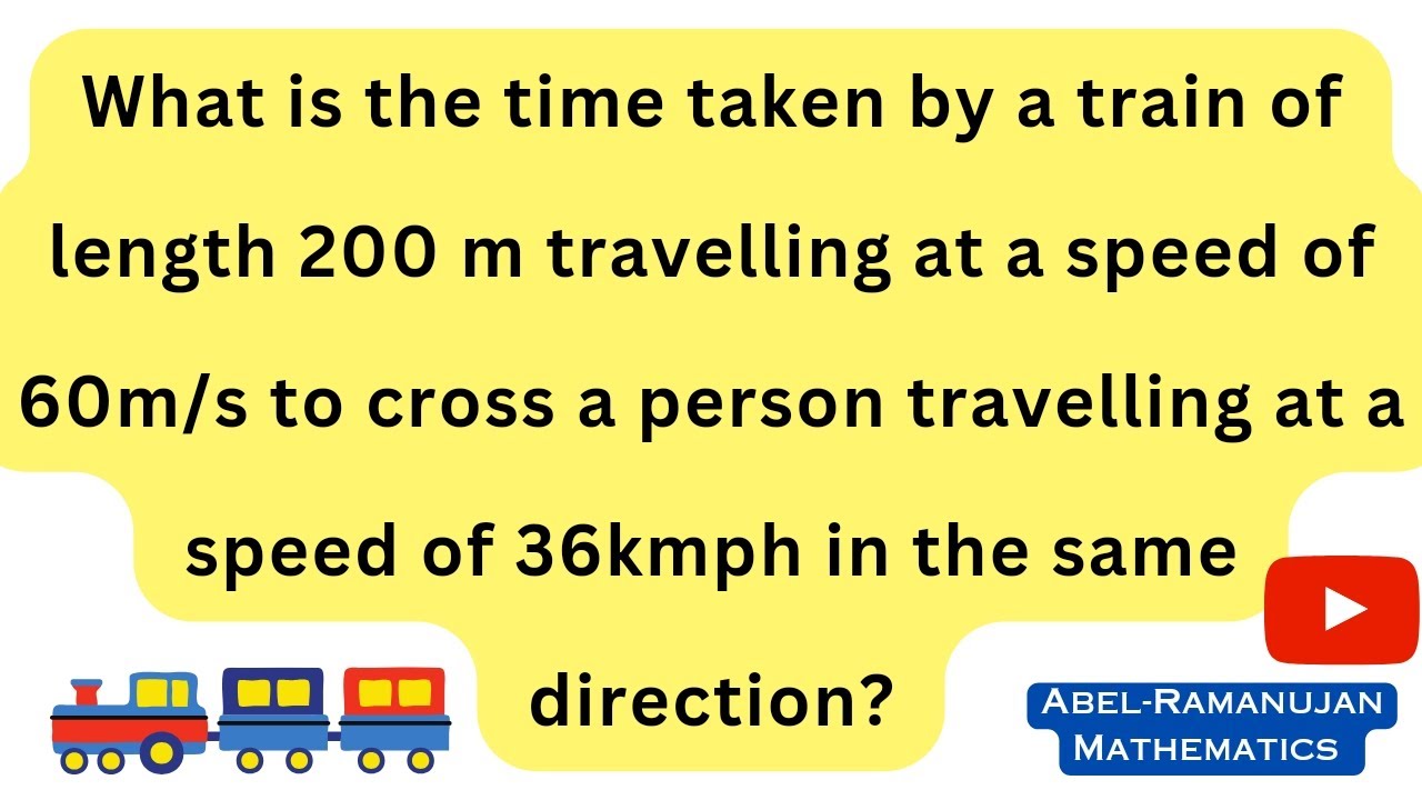 Train Crossing a person /pole Time Speed Distance Question #mathematics ...