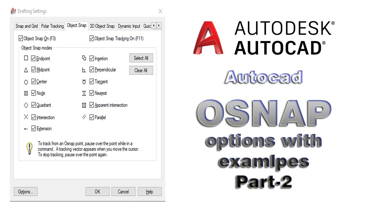 OSNAP Settings In Autocad With Examples Part 2 Autocad Series YouTube osnap-settings-in-autocad-with-examples-part-2-autocad-series-youtube
