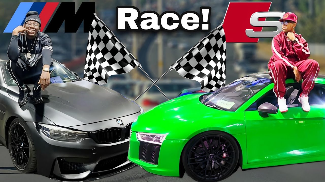 AUDI R8 vs. BMW M4 RACE (GHOST HLUBI VS DOD) - YouTube