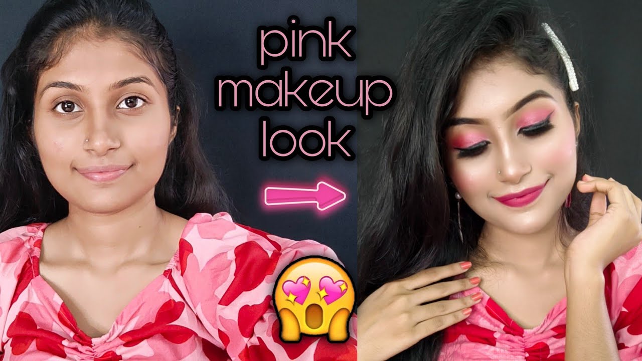 pink Birthday party makeup look 💗tutorial step by step for beginners # ...
