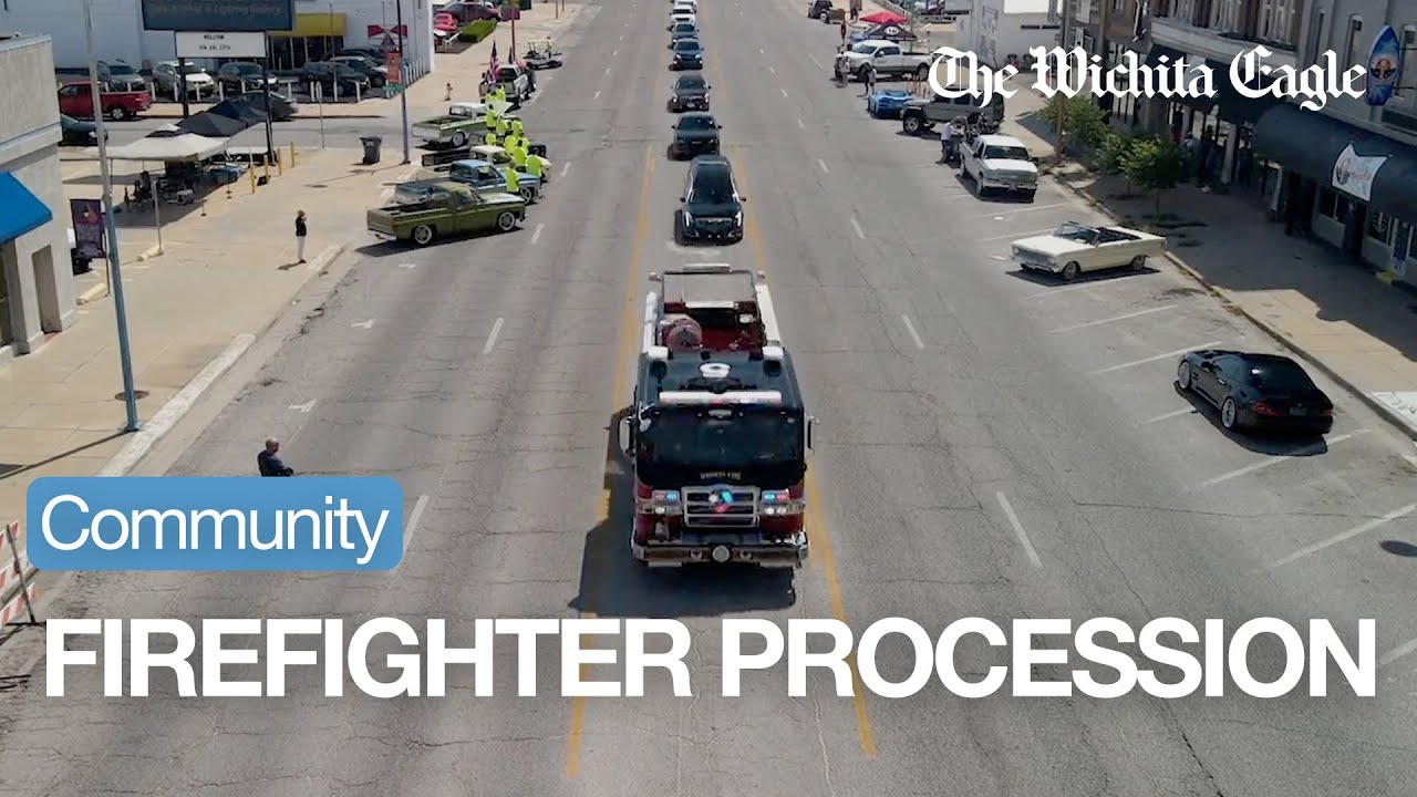 Firefighter's ‘dignified transfer’ through downtown Wichita - YouTube