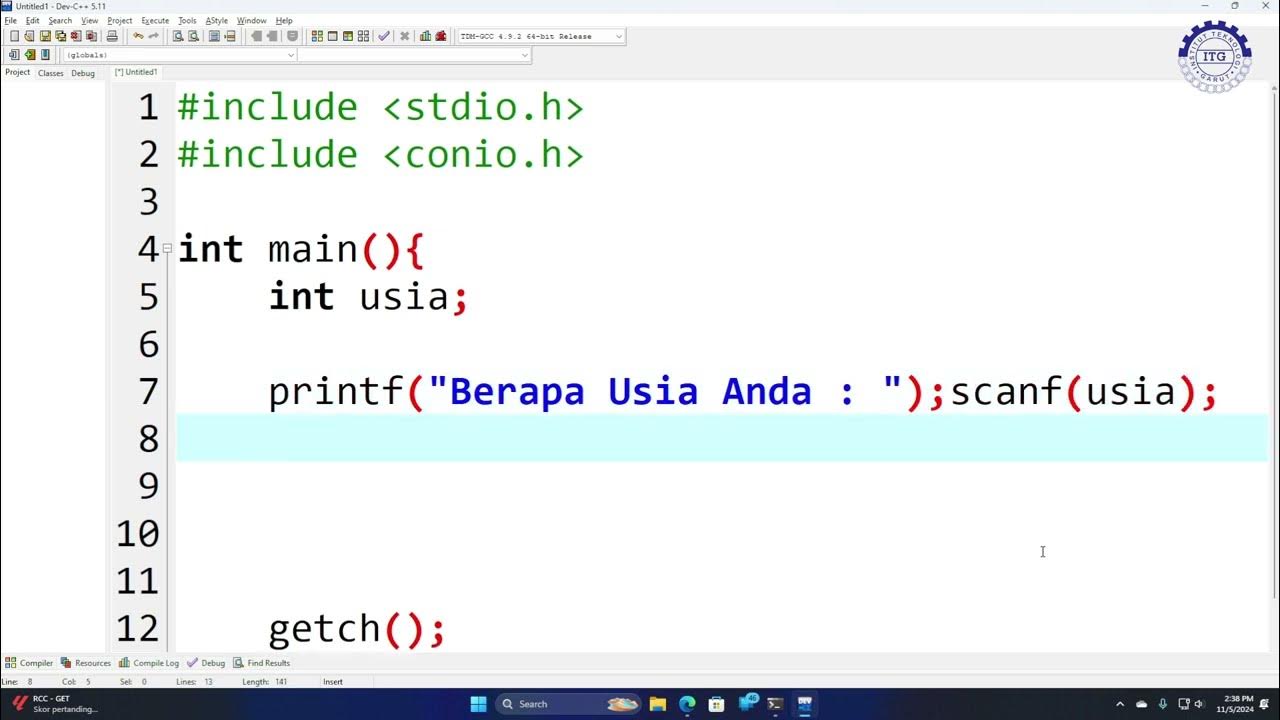 PENYELEKSIAN KONDISI IF dan ELSE (PASCAL, C, dan PYTHON) - YouTube