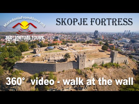 360°  video - walk at the wall of Kale / Fortress in Skopje