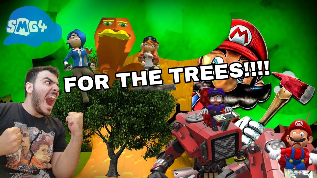 TARI AND MEGGY PROTECTING THE TREES FROM MARIO AND SMG3 | SMG4: MARIO ...