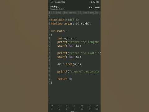 Find area of rectangle using processor directive in C language #shorts #c #programming #coding ...