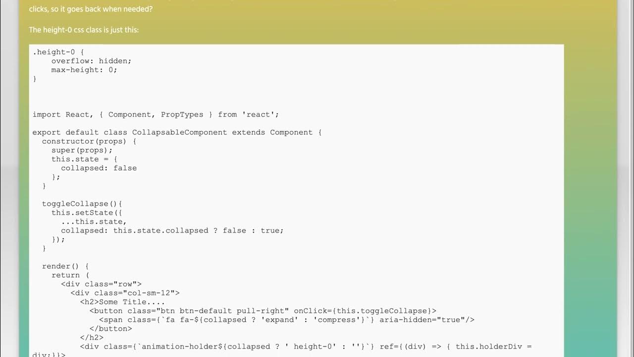 How to perform jQuery slideToggle() equivalent in reactjs? - YouTube