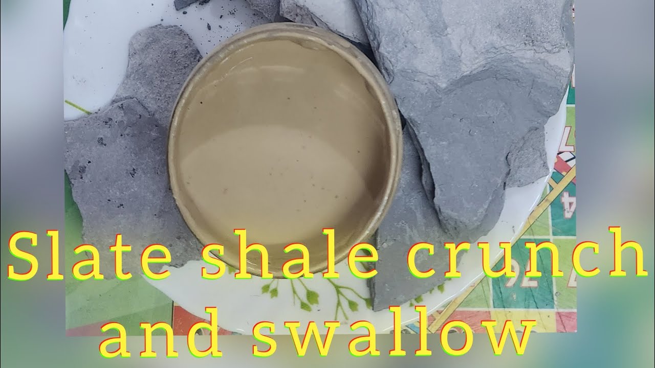 Slate shale crunch and swallow😋#satisfying #chalkeating # ...