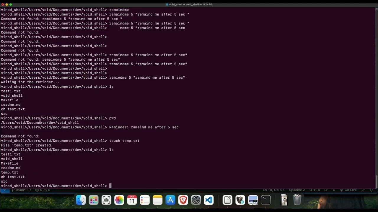 void shell: A spin off shell implementation demo of XV6 OS by MIT using c language(no audio ...