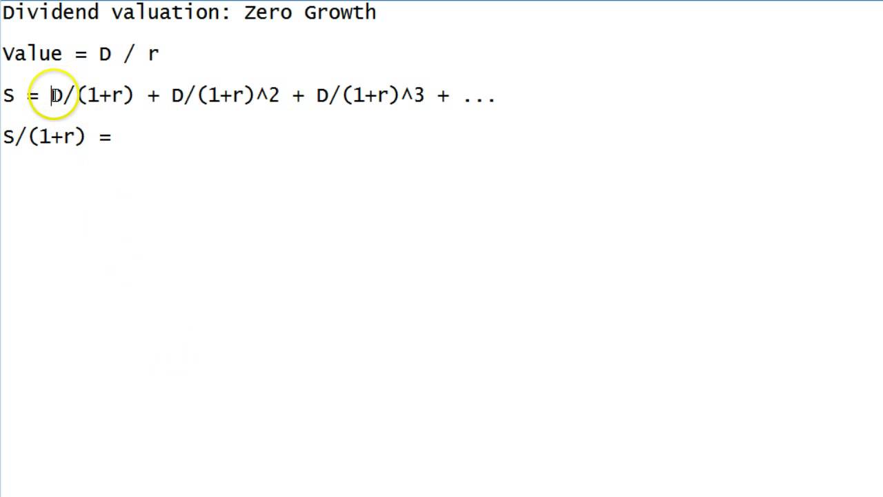 Deriving the Zero Growth Dividend Valuation Equation - YouTube