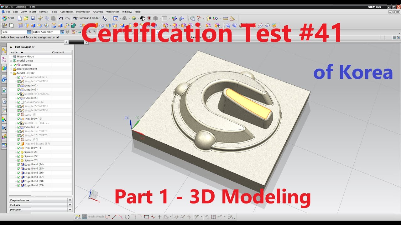 Learning and Practice with "3D Modeling & CAM Certificate Test of Korea ...