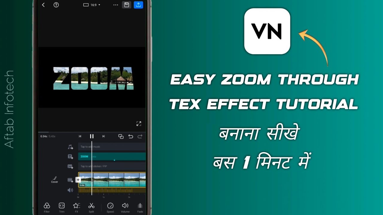 Easy Zoom Through Text Effect Tutorial | VN Video Editor | Video Me Text Zoom Effect कैसे डाले ...