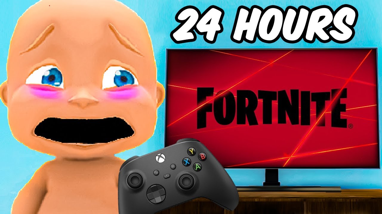 Baby Plays Fortnite for 24 HOURS! - YouTube