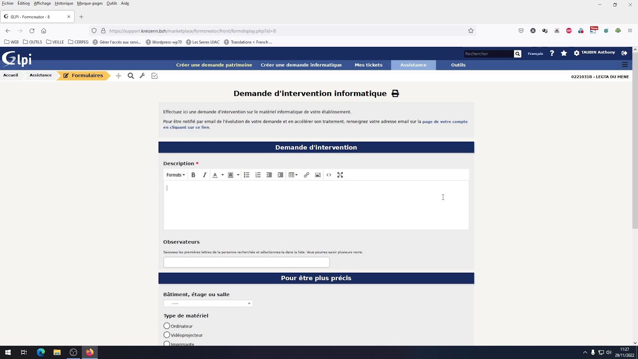 Tuto vidéo : Rédiger un ticket pour le support informatique du CRB ...