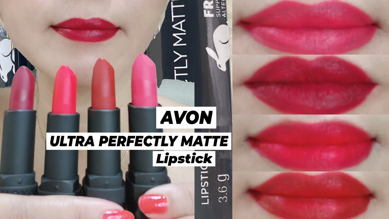 AVON Ultra Perfectly Matte Lipstick/ 4 shades swatches - YouTube