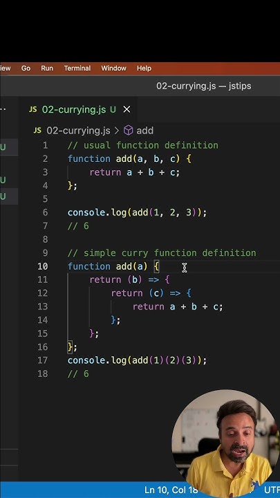 Javascript Currying In One Min Javascript Tips Youtube