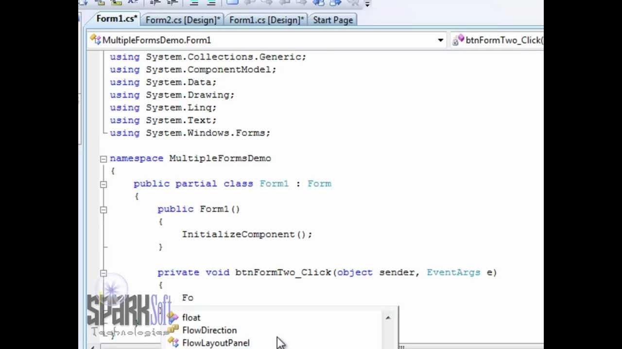 Create Multiple Forms in Visual C# (c sharp with voice explanation in ...