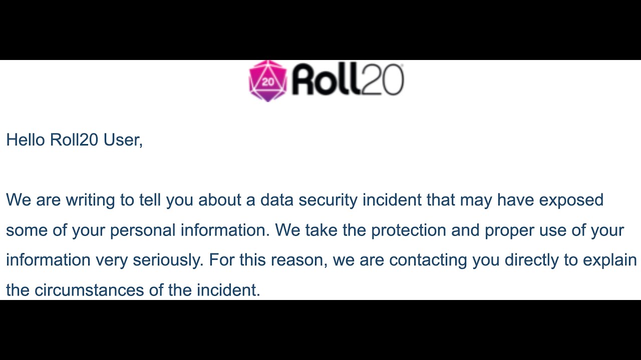 Roll20 Data Breach! Personal Info Compromised! - YouTube