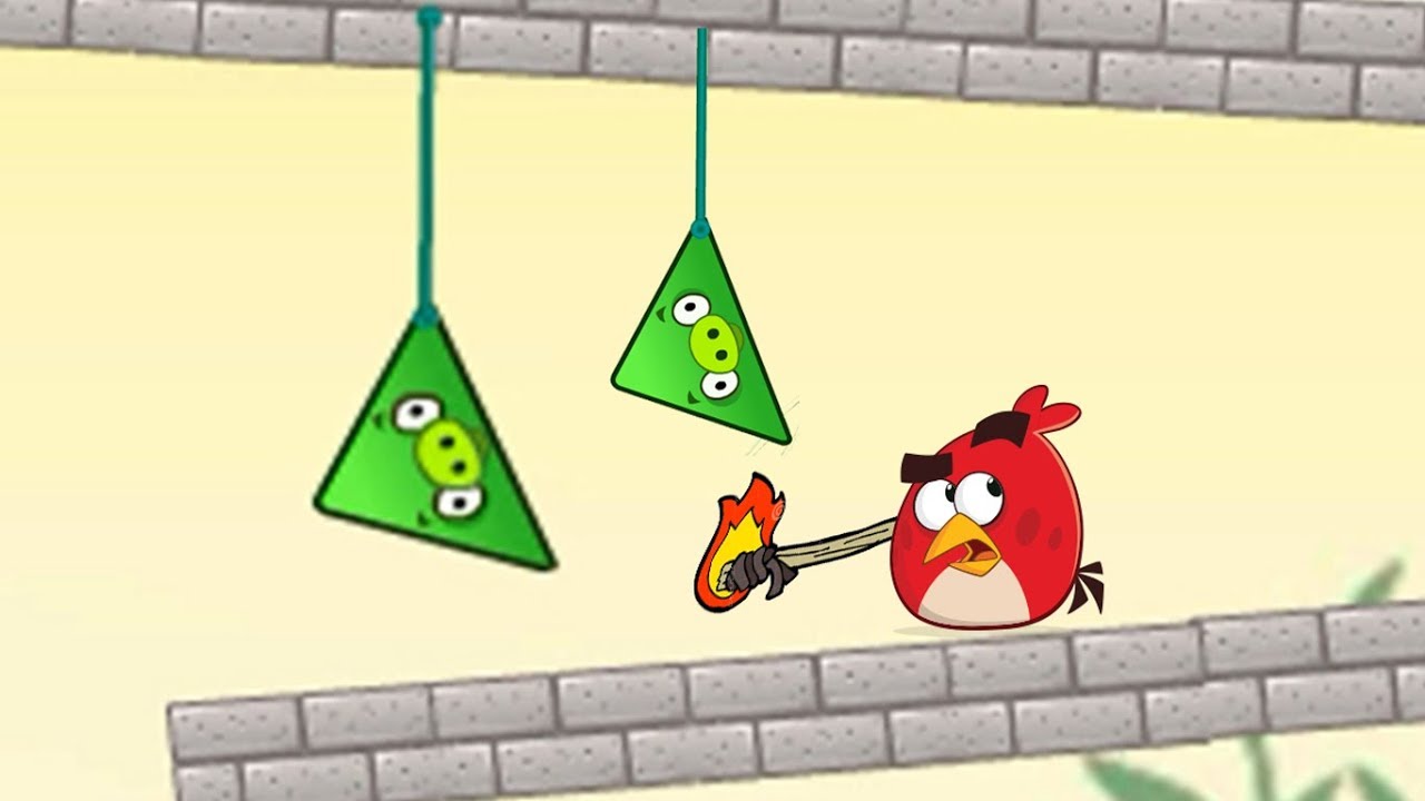 Angry Birds Pigs Out - CUT THE ROPE OF THE GREEN PIGS ! - YouTube