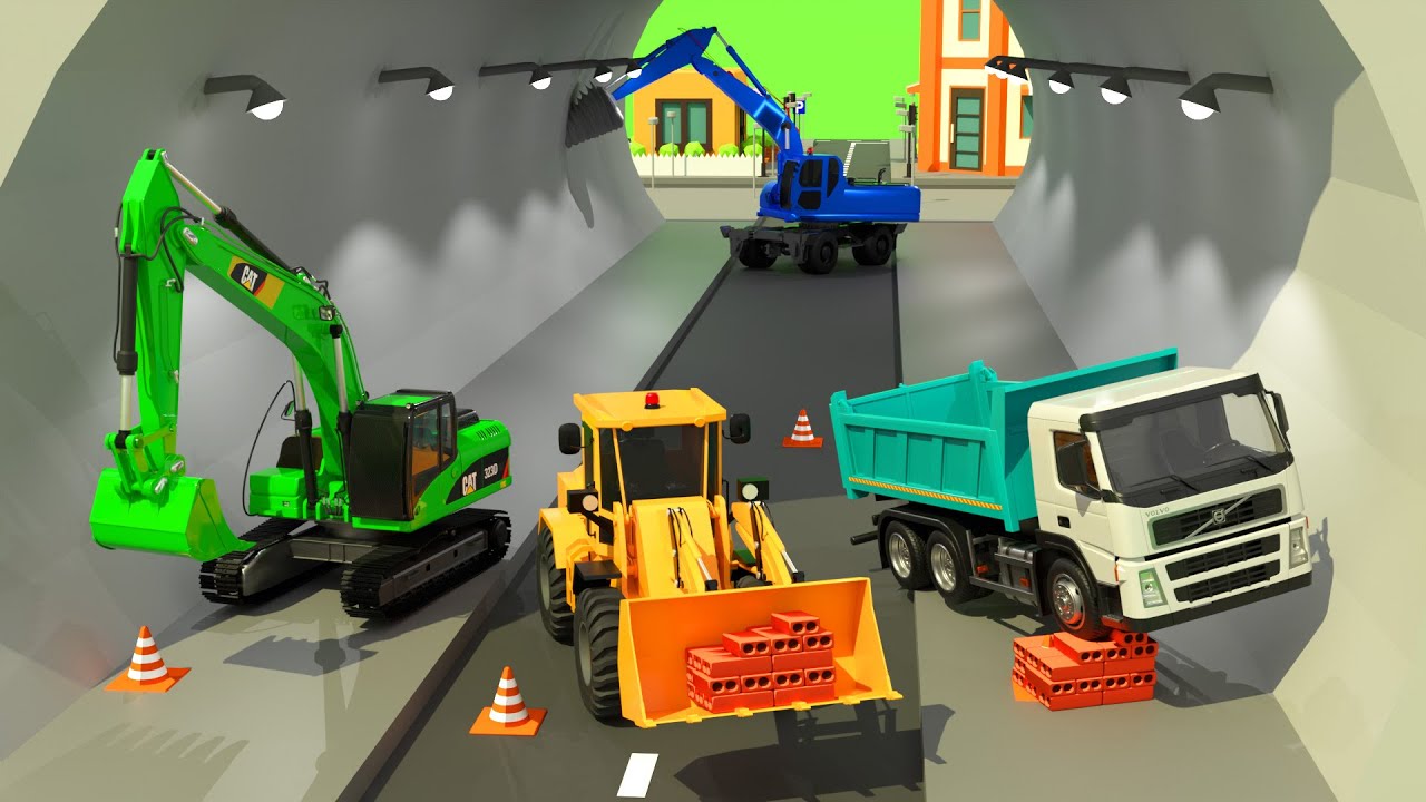 Building a City Tunnel with Excavators, Drilling Trucks & Dump Trucks ...