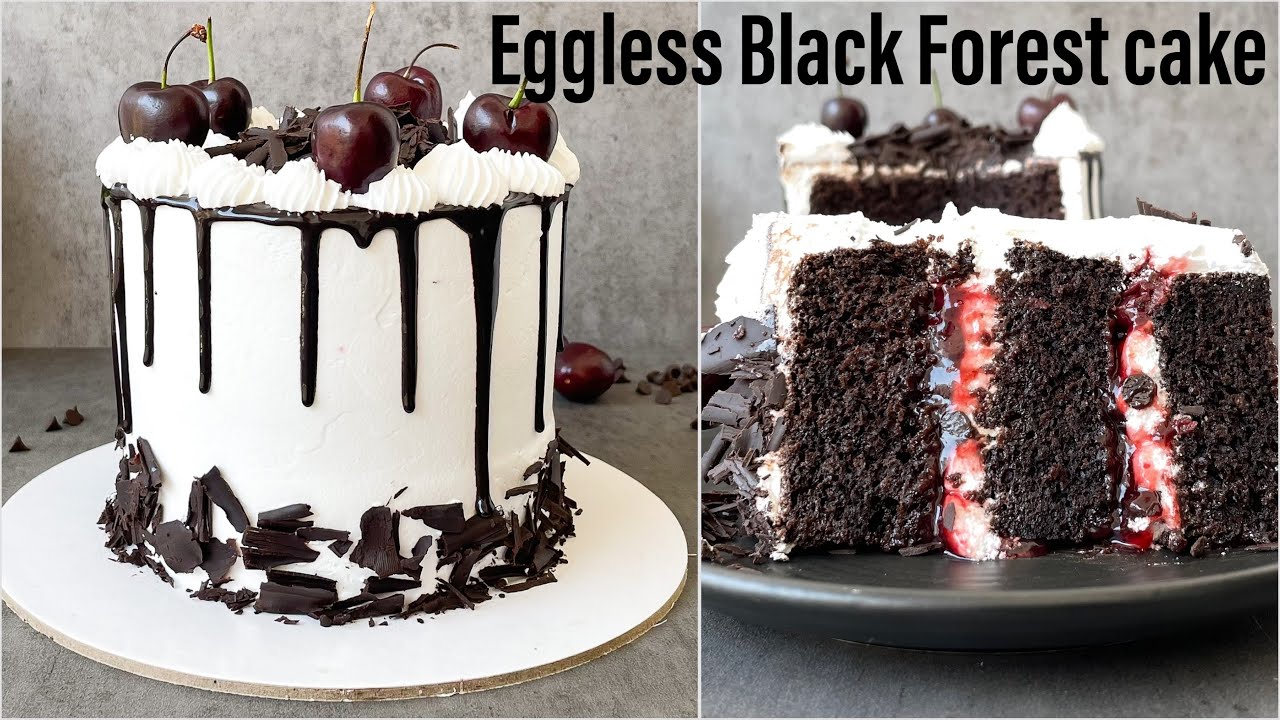 Eggless Black Forest Cake | Bakery Style Eggless Black Forest Cake at ...