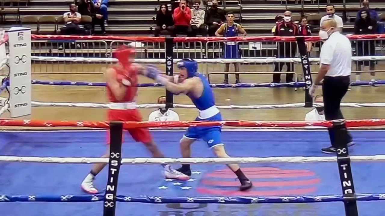 2020 USA Boxing National Championships 125 Semi Final Jeremiah Perales vs Jonathan Mansour - YouTube