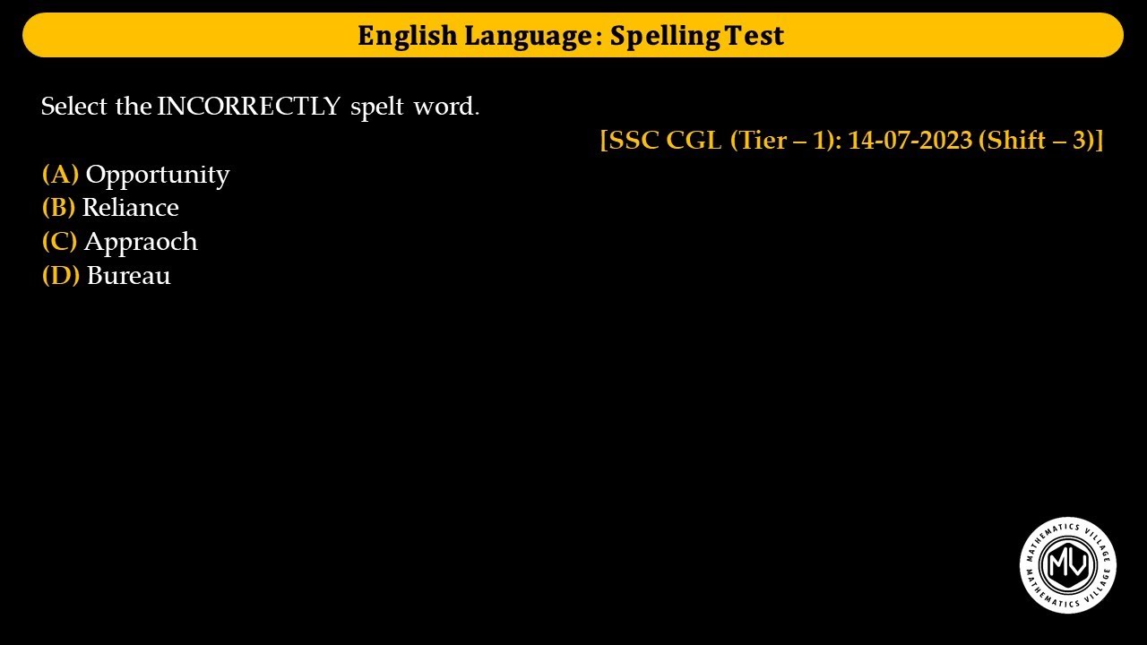 Select the INCORRECTLY spelt word. - YouTube