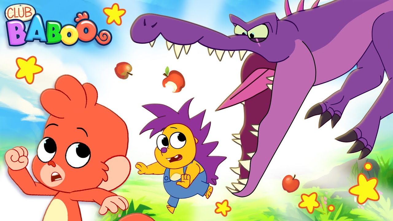 Baboo and Rocky are harvesting apples from the apple tree and fight a ...