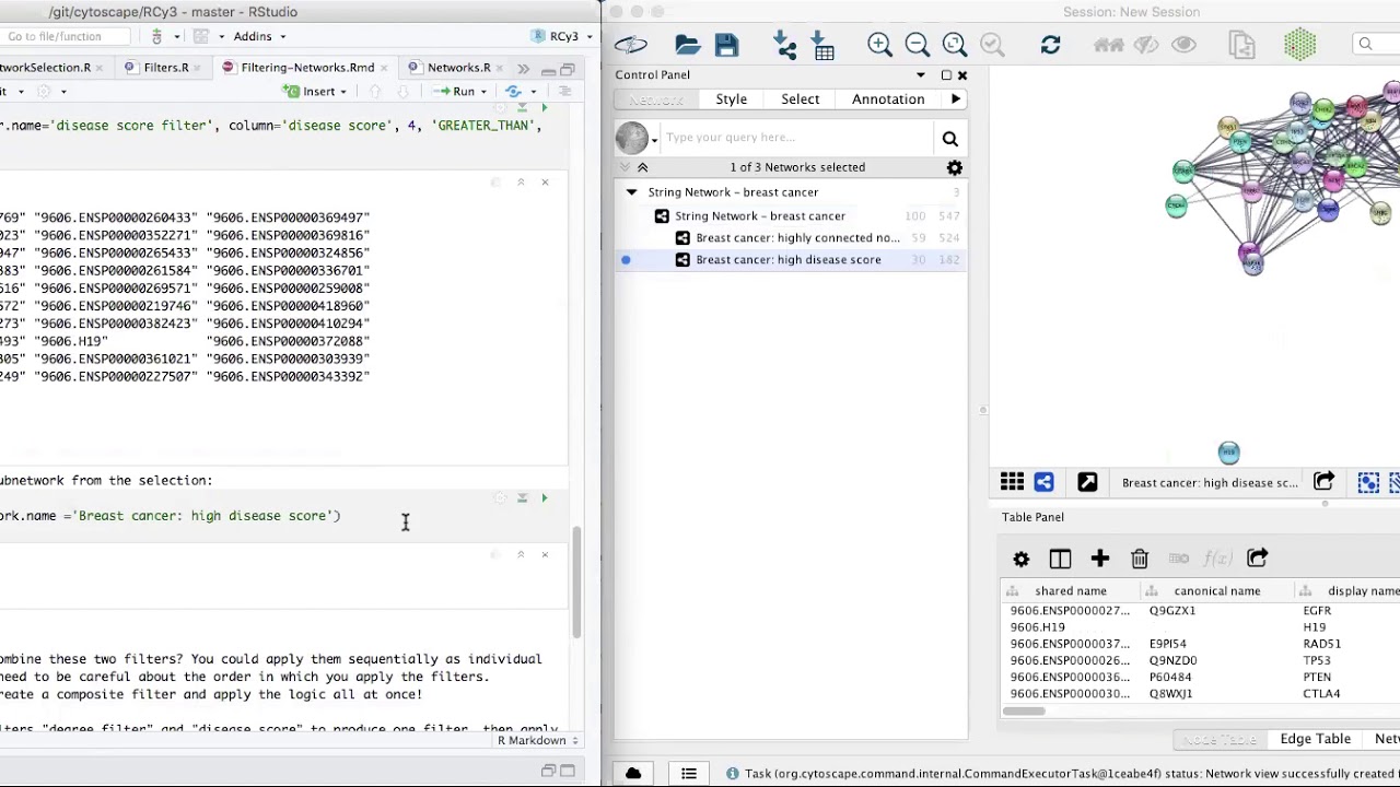 RCy3 Filtering Networks in Cytoscape - YouTube