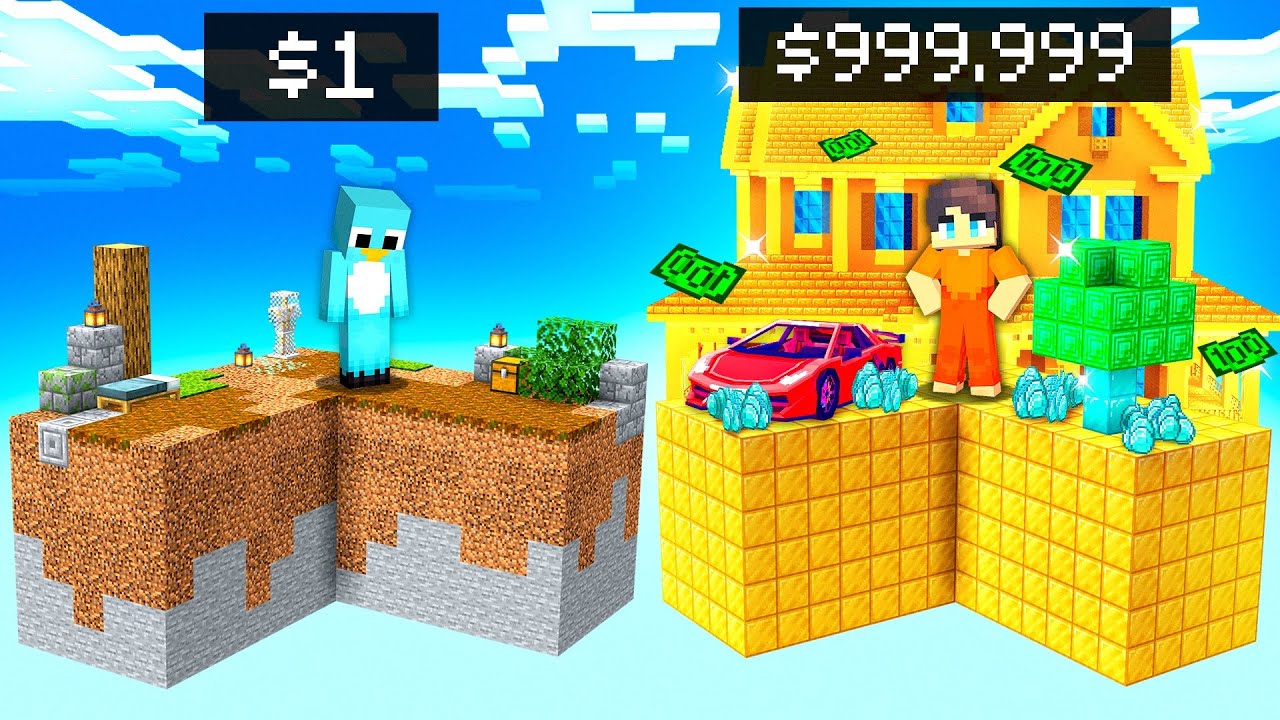 Milo $1 vs Chip $99,999 SKYBLOCK Battle in Minecraft - YouTube