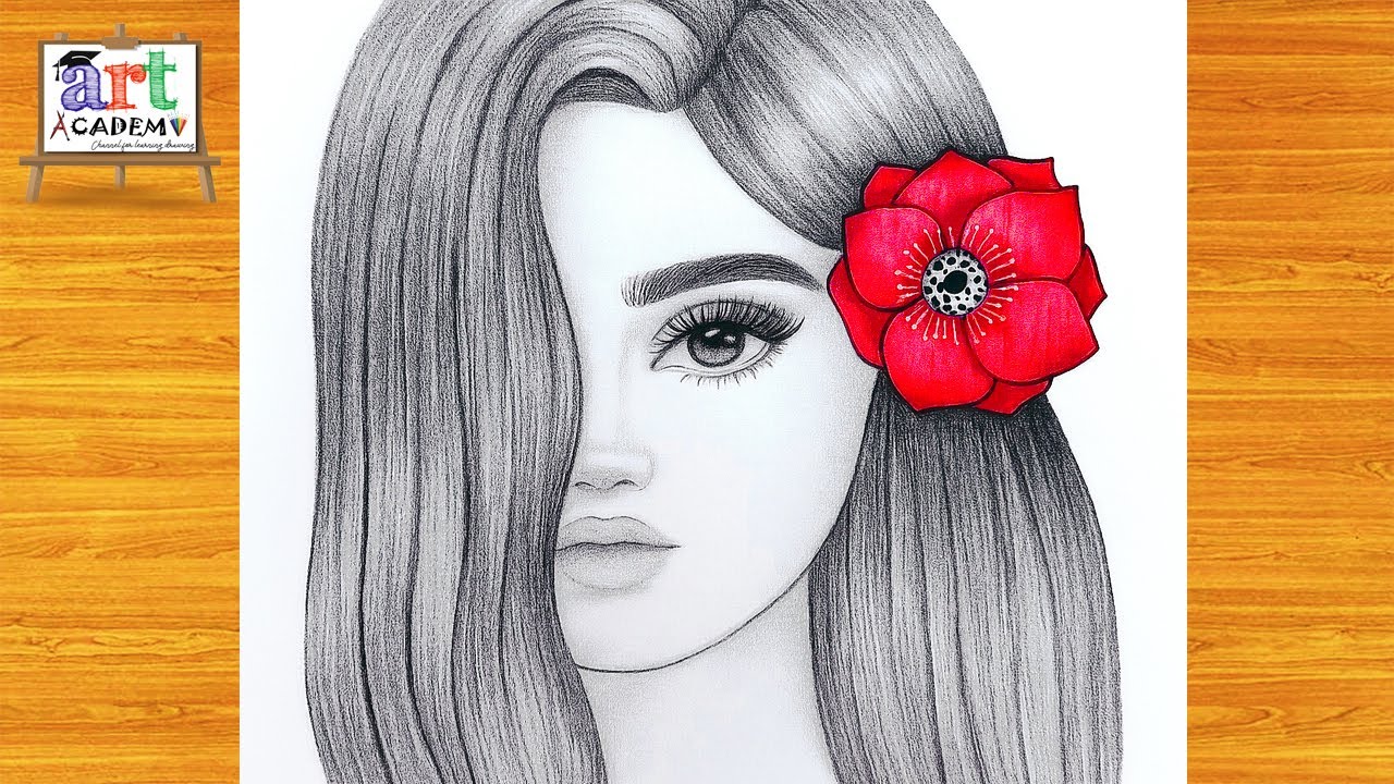 Easy pencil drawing of a beautiful girl picture - How to draw a ...