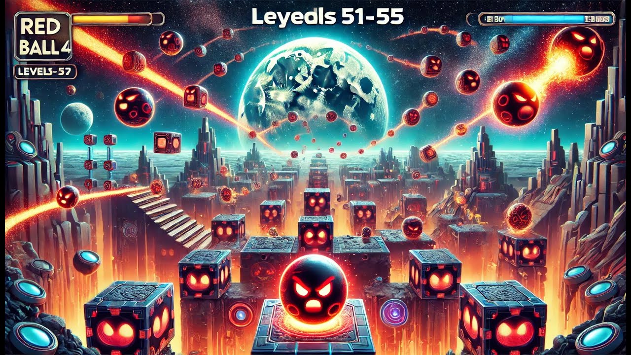 Red Ball 4: Epic Battle on the Moon! Levels 51-55 Walkthrough - YouTube