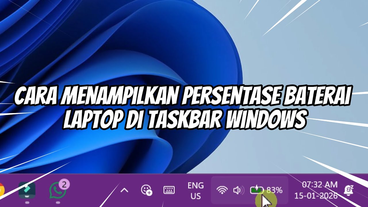 Cara Menampilkan Persentase Baterai Laptop di Taskbar Windows - YouTube