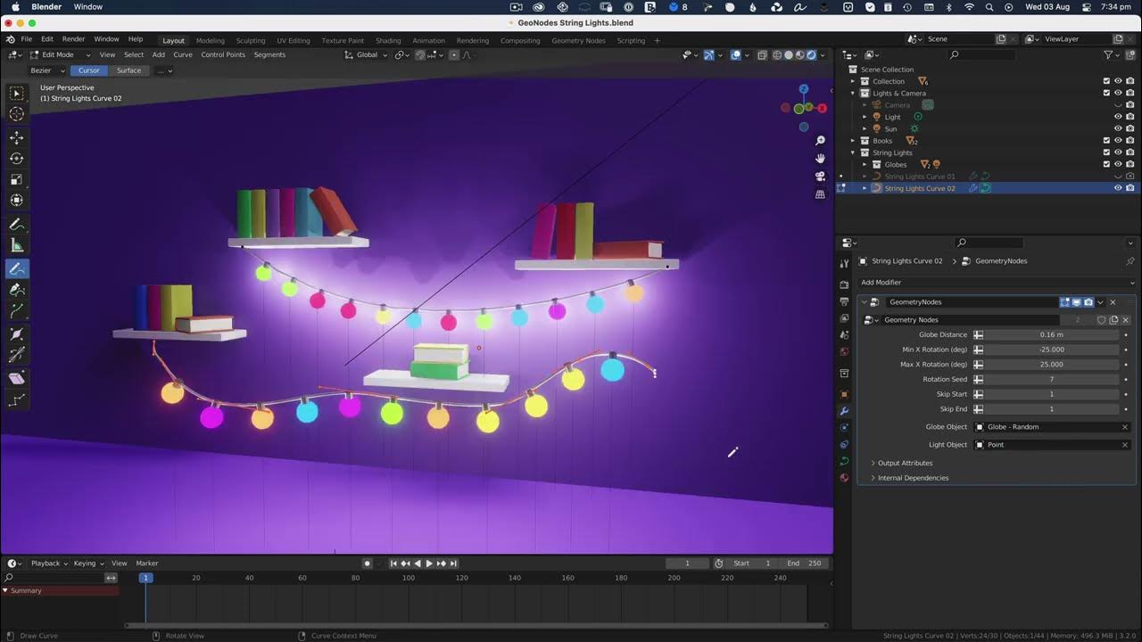Geometry nodes String Lights - YouTube