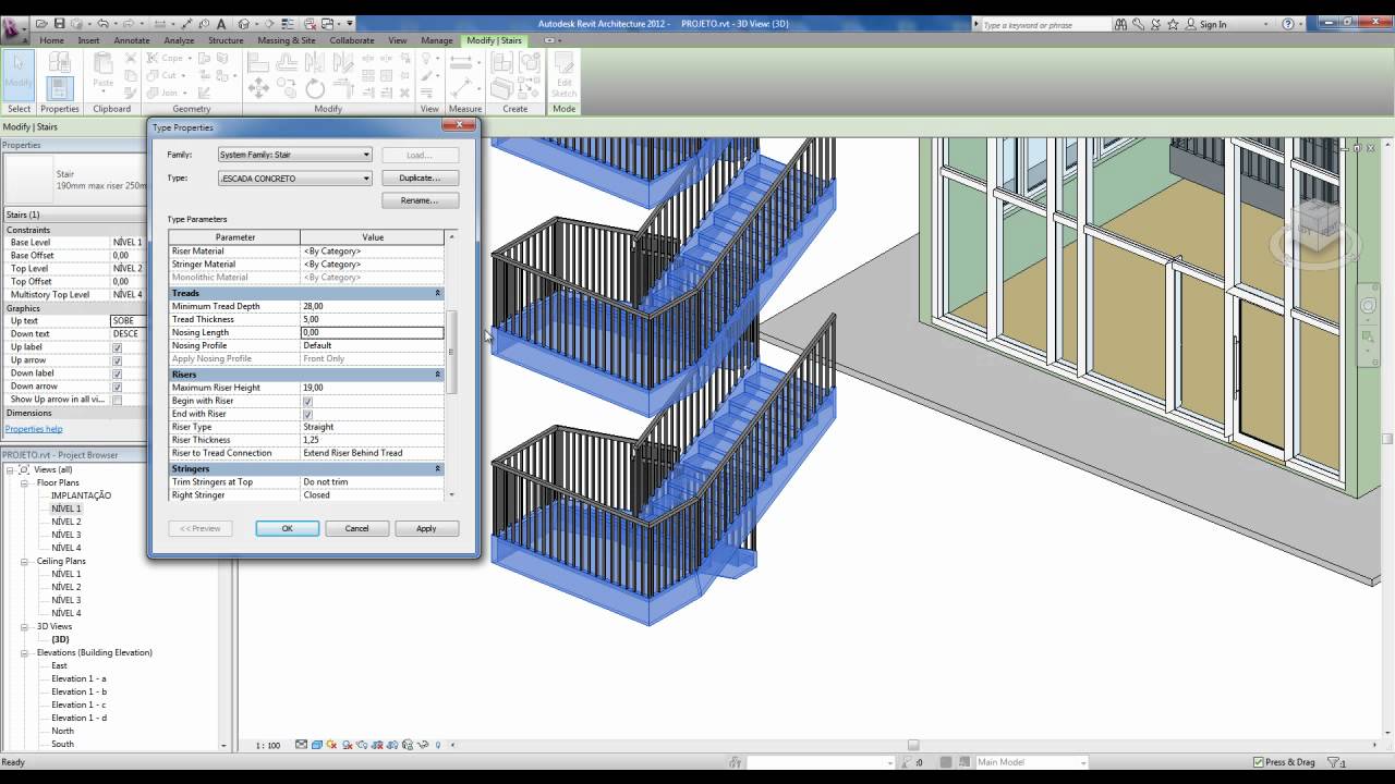 REVIT 2012 - TUTORIAL 19 - CRIANDO ESCADAS - YouTube