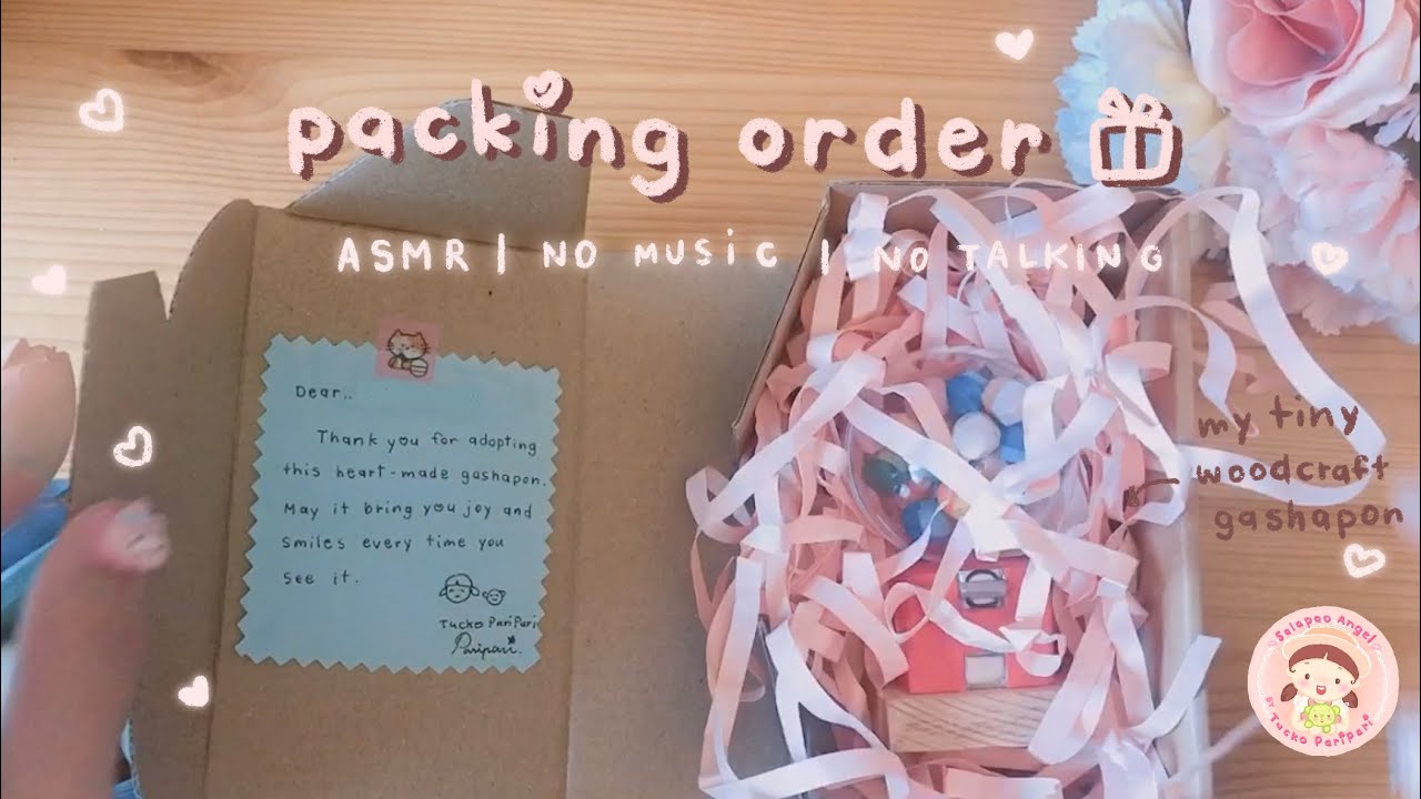 📦 ASMR Packing order 💌 No talking | No music : My tiny woodcraft gashapon machine - YouTube