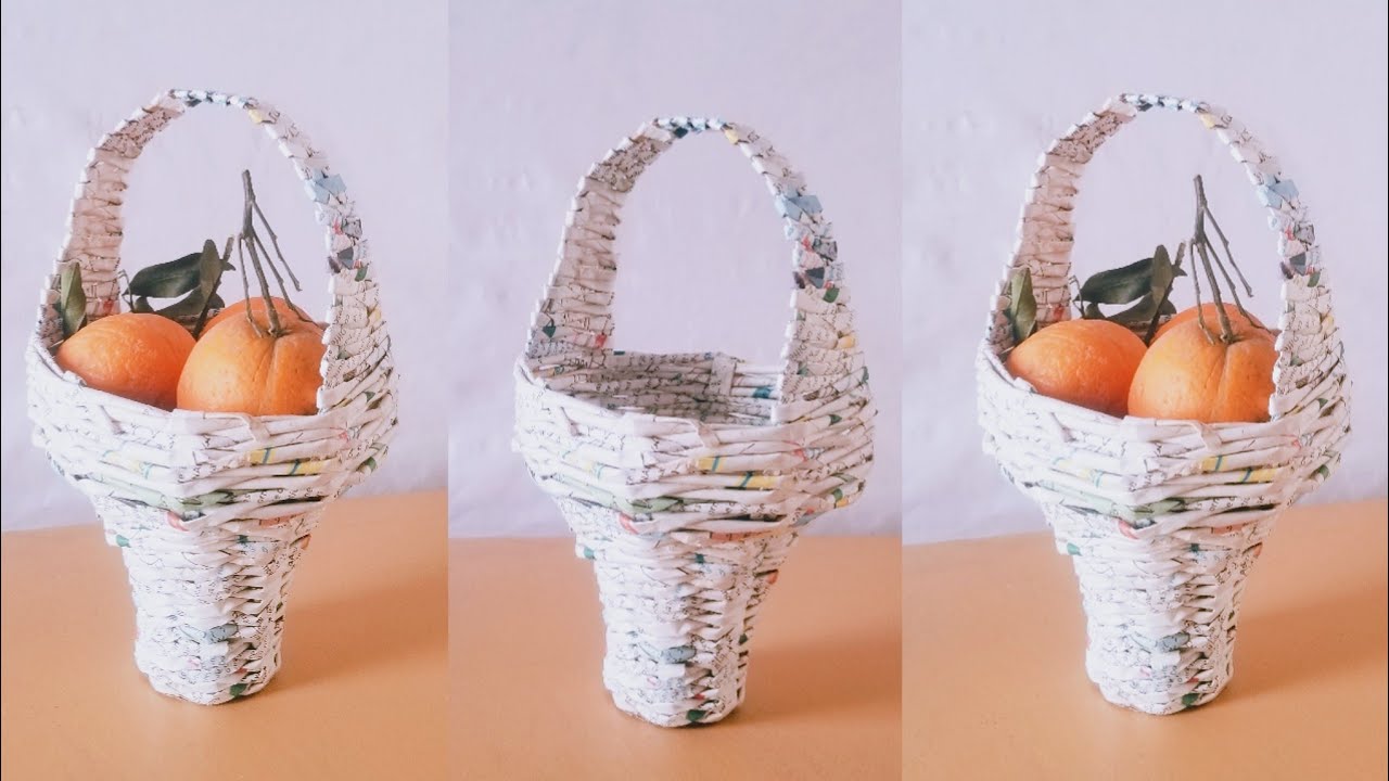 How to make DIY newspapers fruit basket||Step by step weaving fruit ...