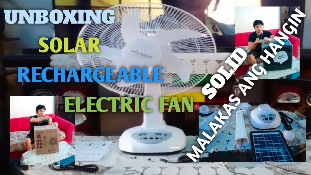 UNBOXING SOLAR /RECHARGEABLE ELECTRIC FAN / with EMERGENCY LIGHT BULB ...
