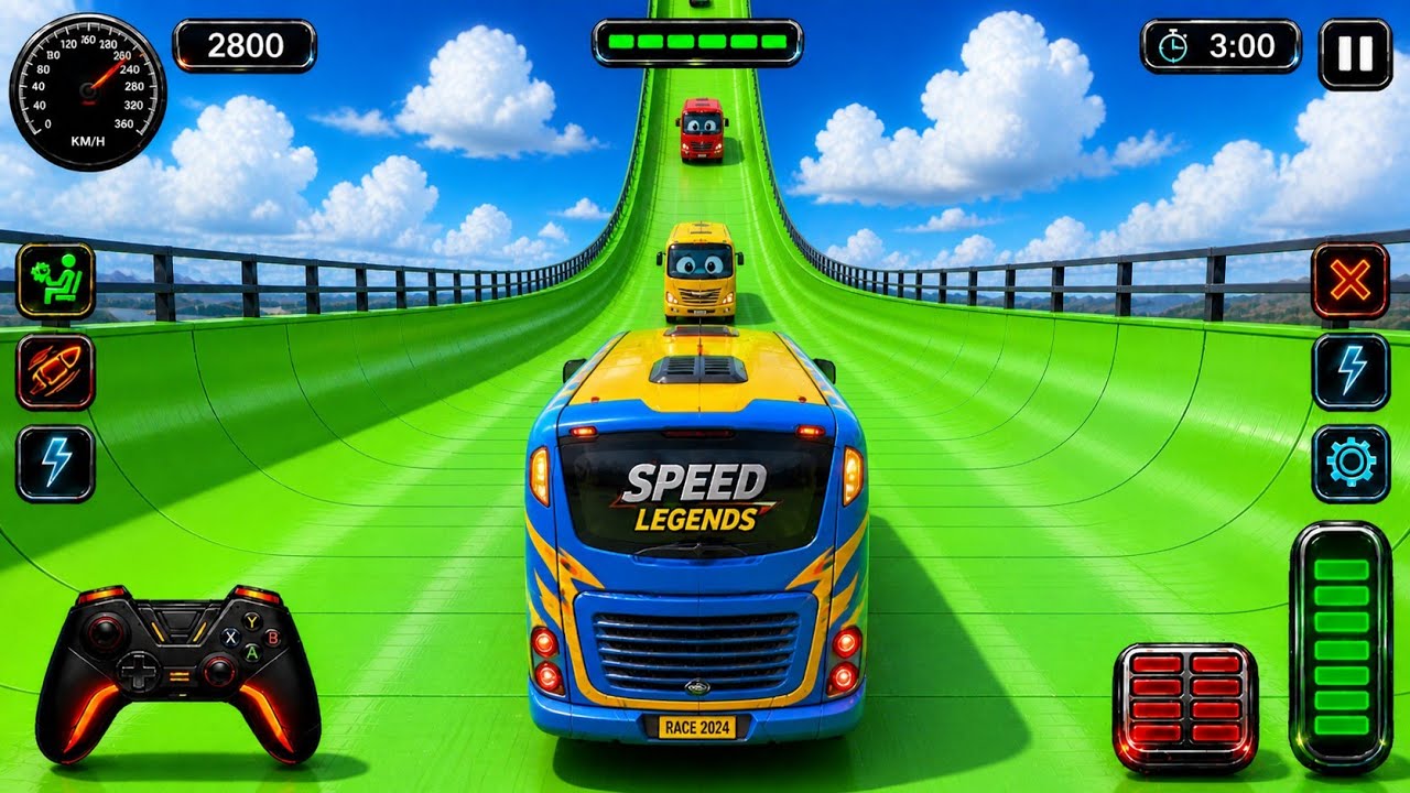 Mega Ramp Sport Bus 🚌 Racing 3D - Extreme Car Stunts -Android Gameplay ...
