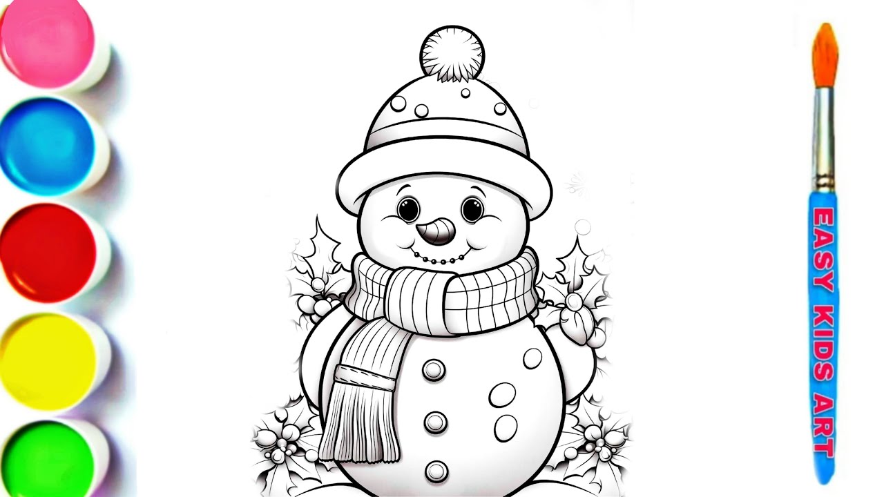 CHRISTMAS SNOWMAN ☃️Drawing, Coloring & Painting for Kids, Toddlers ...