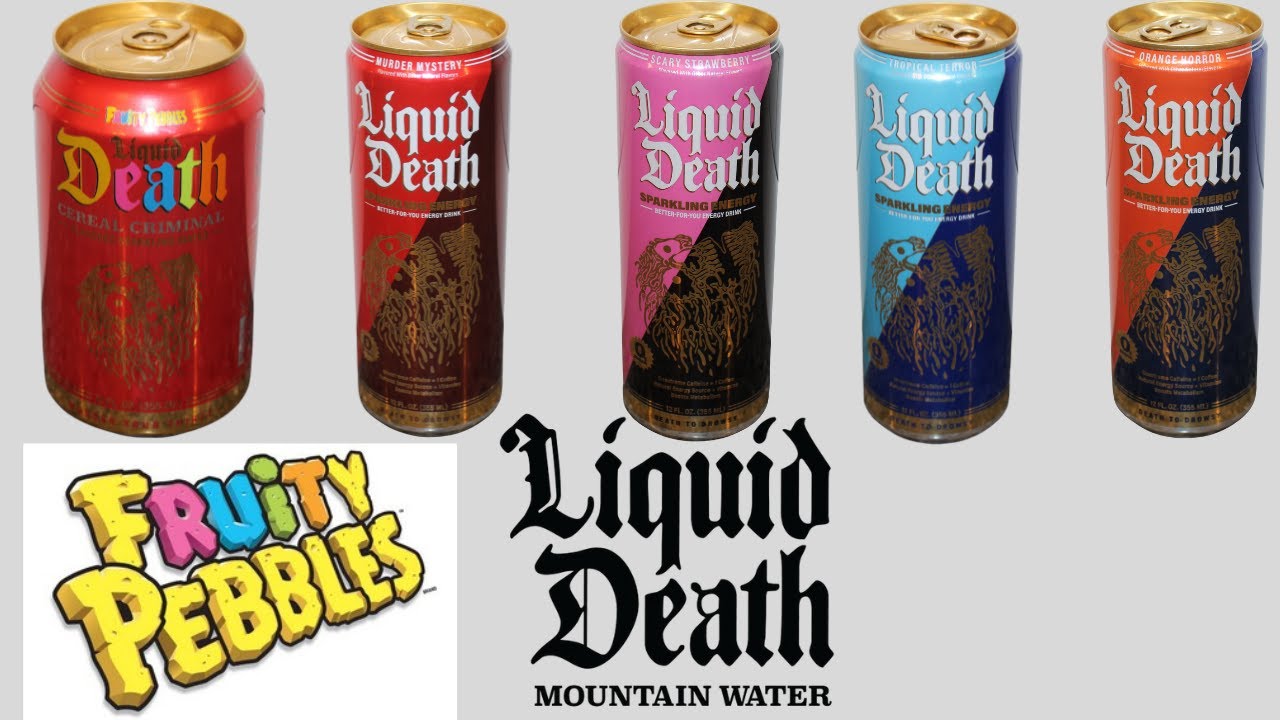 Liquid Death: Fruity Pebbles, Murder Mystery, Strawberry, Tropical ...