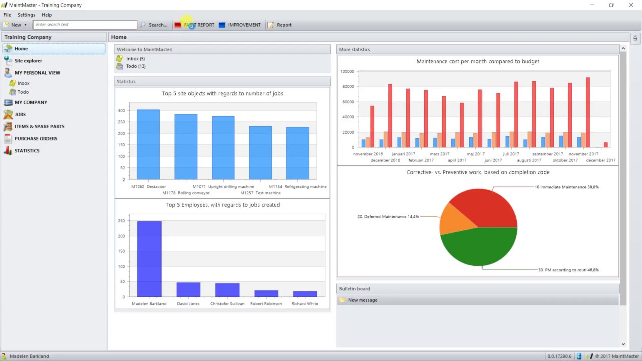 Order fault report in MaintMaster (CMMS) - YouTube