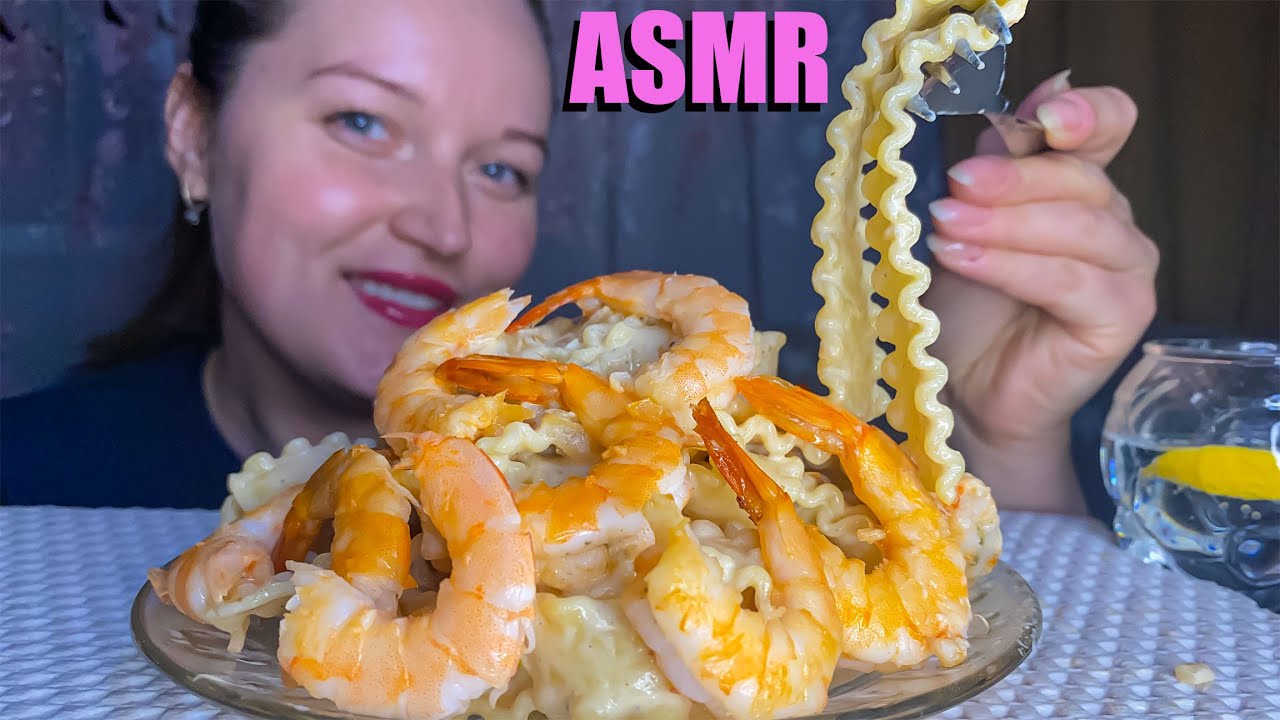 ASMR Eating Creamy Pasta with Shrimps (NO TALKING) EATING SOUNDS |ASMR ...