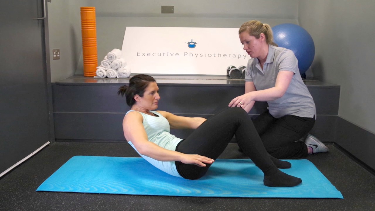 Partial sit up with oblique side flexion - YouTube