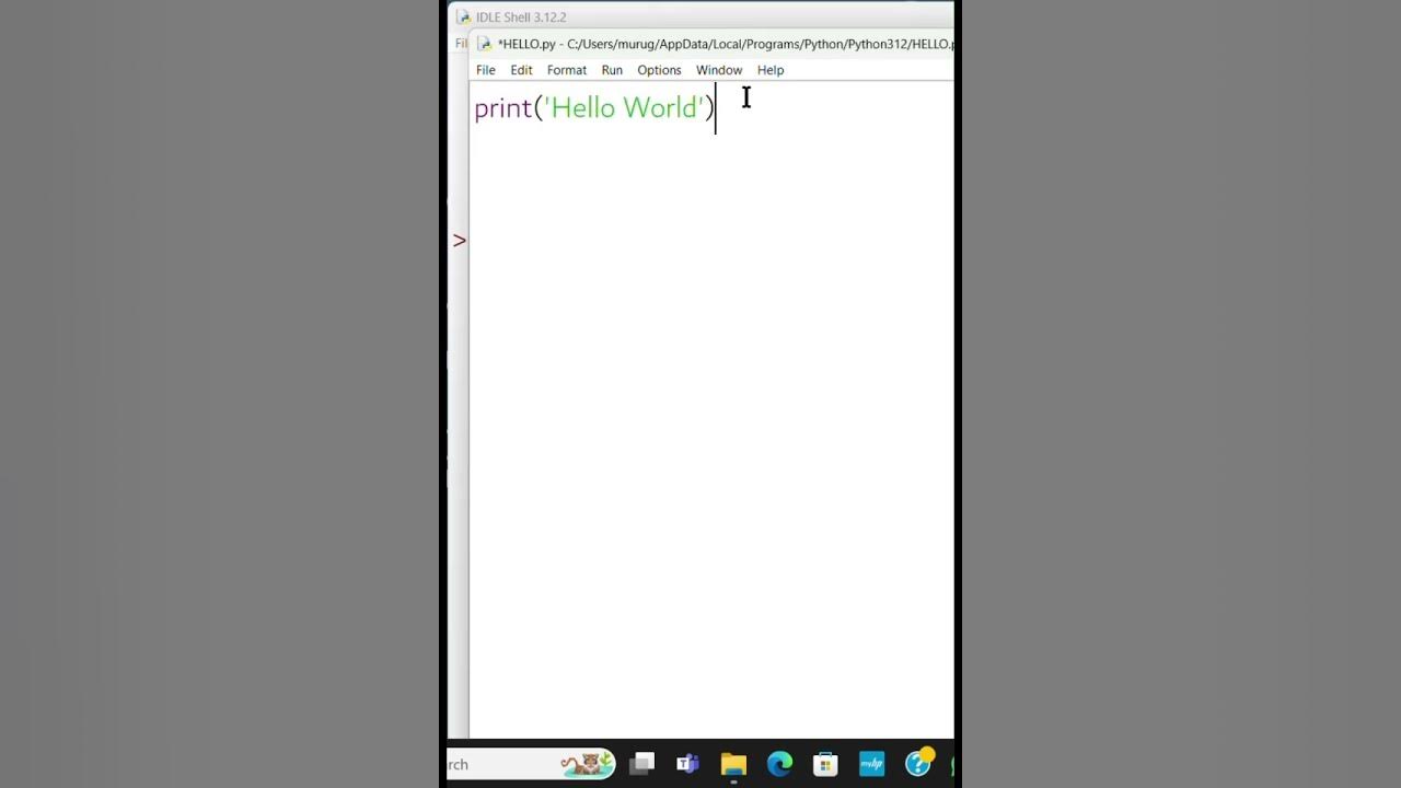 Hello World Programcodingpythonpython3pythonprogrammingpythontutorialshorts
