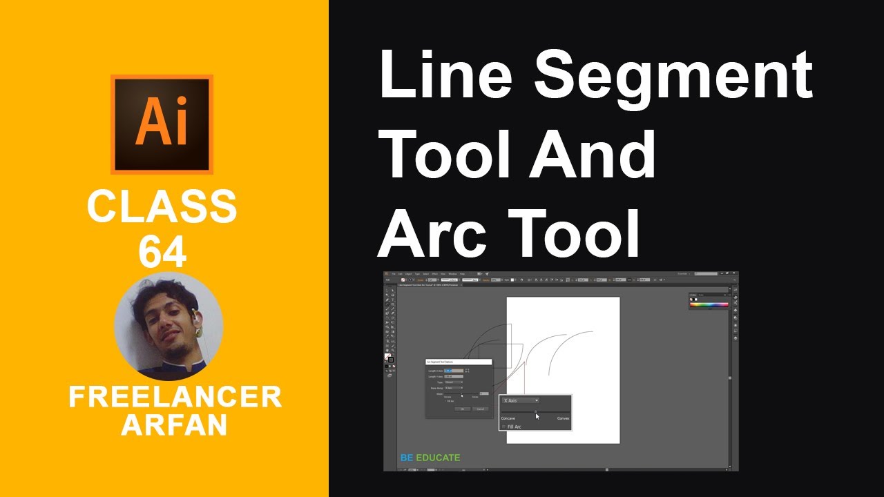 Adobe Illustrator Class 64 Line Segment Tool And Arc Tool | Urdu - YouTube