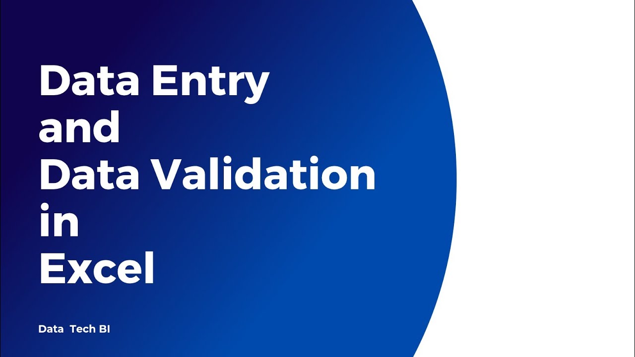 Data Entry and Data Validation in Excel - YouTube