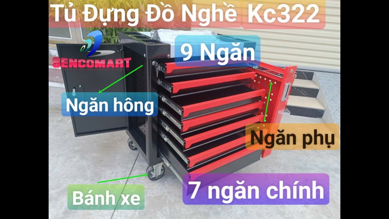 MỚI Tủ đựng đồ nghề 9 ngăn KC322 chính hãng ( kc 322 sencomart) - YouTube