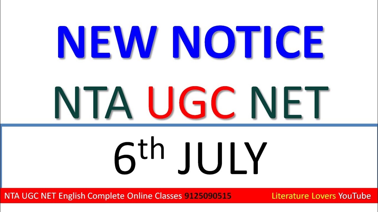 NTA UGC NET New Notice 6 July 2020 - YouTube
