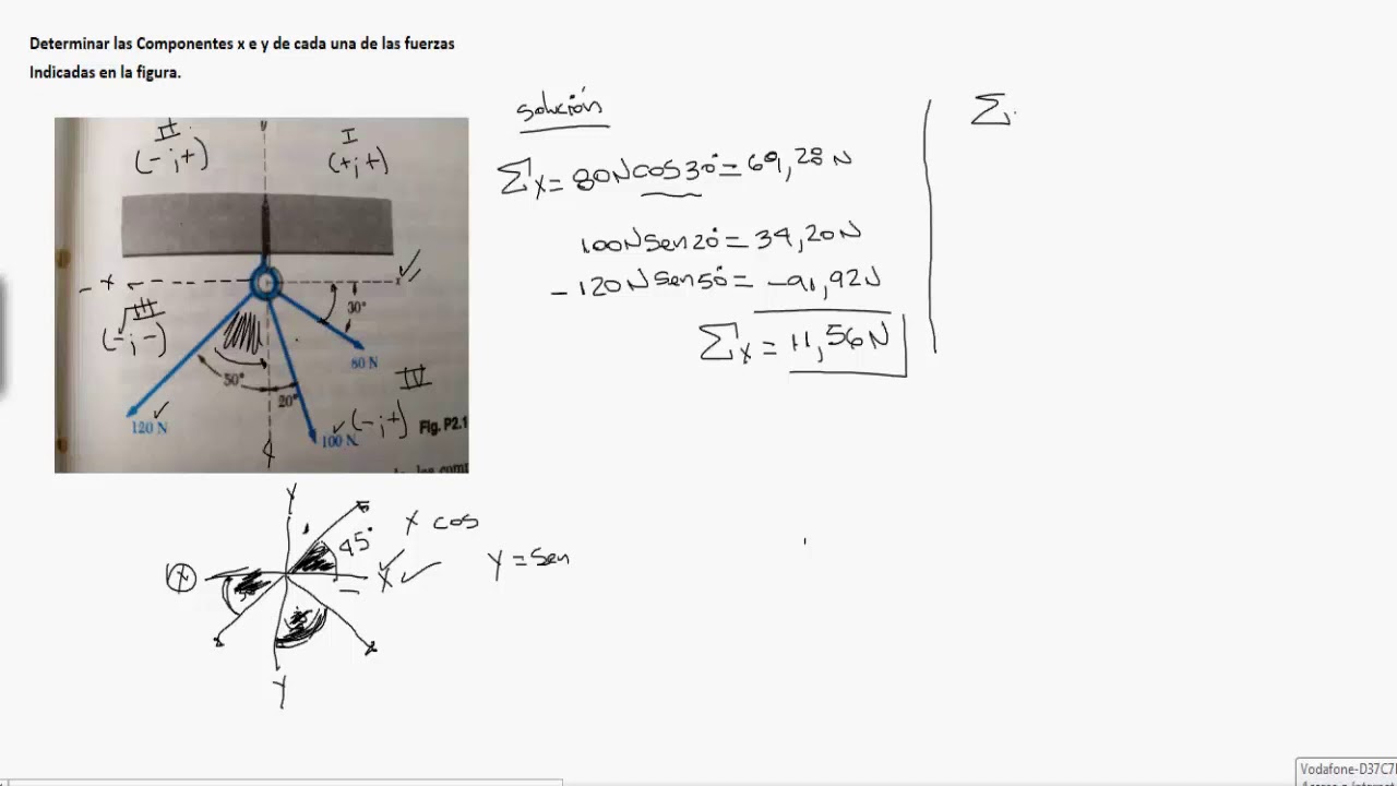 Suma de fuerzas en las Componentes X ; Y I Estática I Ejemplo 1 - YouTube